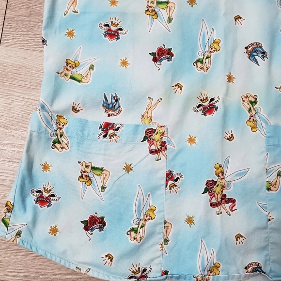 Disney | Tops | Disney Tinkerbell Fairy Mock Wrap Scrub Uniform To ...